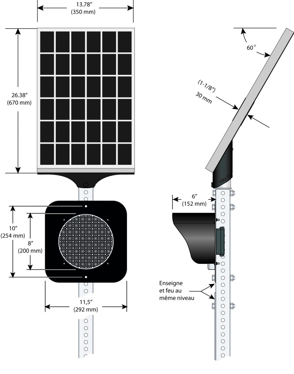 Feux clignotant lumineux simple 8" Smart - Trafic Innovation